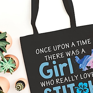 WCGXKO Cartoon Lover Gift There Was A Girl Who Really Loved Cute Themed Tote Bag (Really Tote Black)