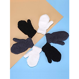 SATINIOR 3 Pairs Toddler Magic Stretch Mittens Little Girls Soft Knit Mitten Baby Boys Winter Knitted Gloves