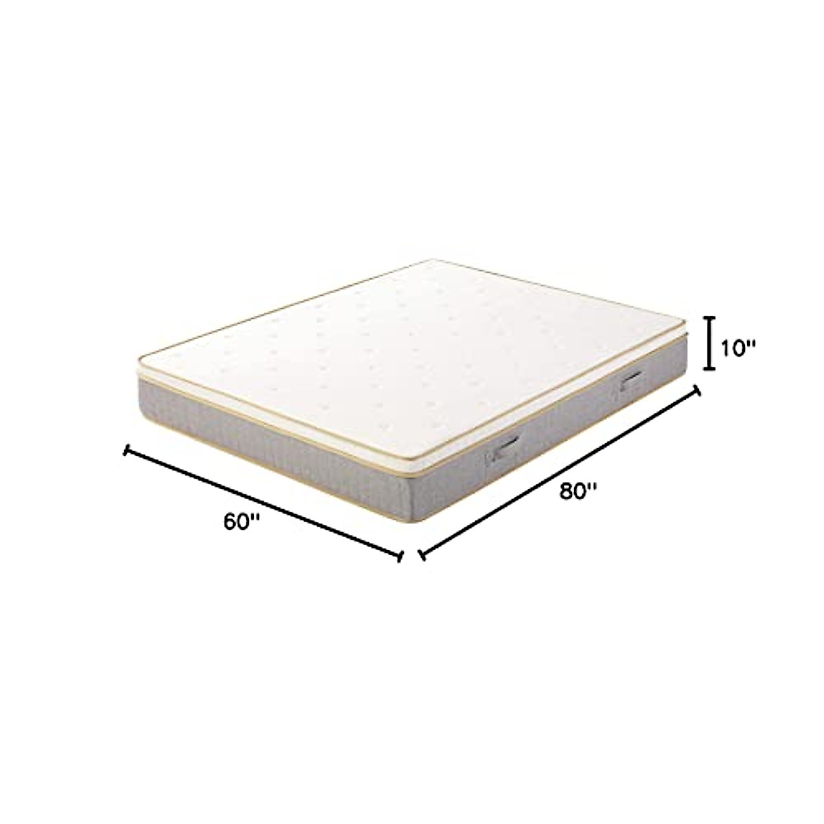 Mellow 10 Inch LAGOM Elite Hybrid Mattress, Made in USA, CertiPUR-US Certified Foams, Oeko-TEX Certified Eco Cover, Green Tea Infused Memory Foam and Pocket Springs, Quilted Comfort Top, Queen