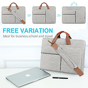 Lacdo 360° Protective Laptop Shoulder Bag, 16 inch Laptop Bag for 16 inch New MacBook Pro M4/M3/M2 /M1 Pro Max A3403 A3186 A2991 A2780 A2485 2024-2019, 15" Surface Laptop 7th Copilot+PC Computer, Gray