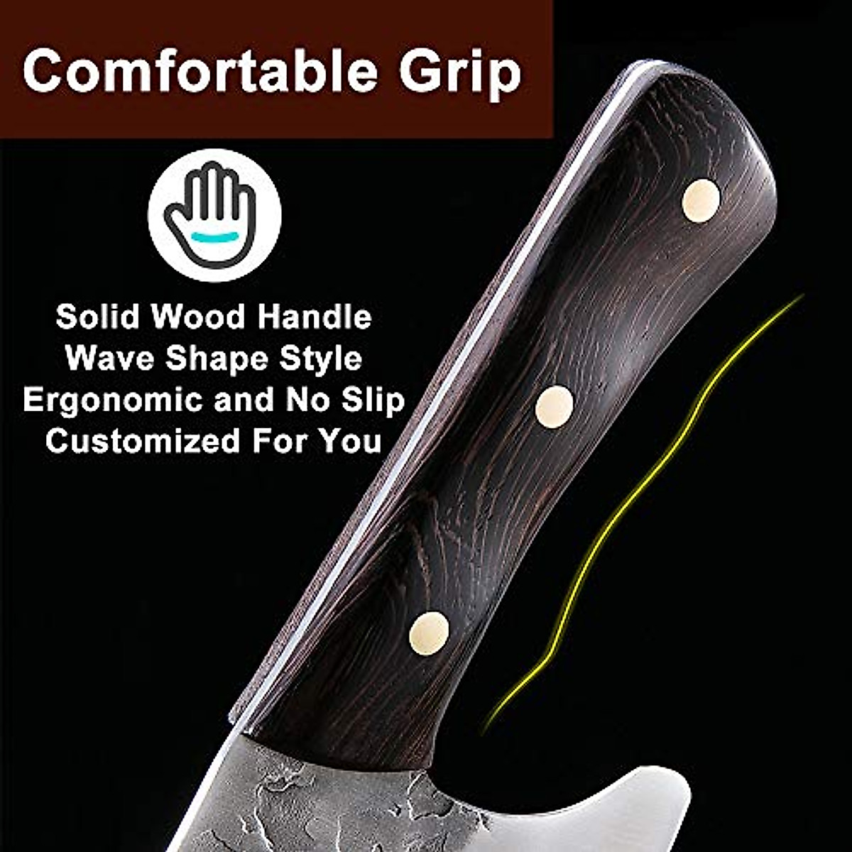 Meat and Vegetable Cleaver Knife High Carbon Steel Serbian Chef Knife Full Tang Sharp Kitchen Butcher Knife