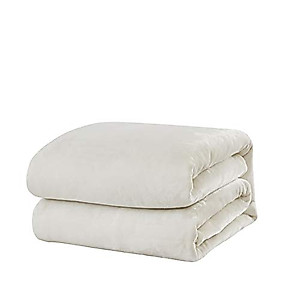 Cozy Fleece Super Soft and Plush Flannel Fleece Blanket, Ivory, Full/Queen