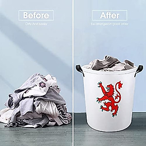 Lion Rampant Scotland Large Laundry Basket Hamper Bag Washing with Handles for College Dorm Portable