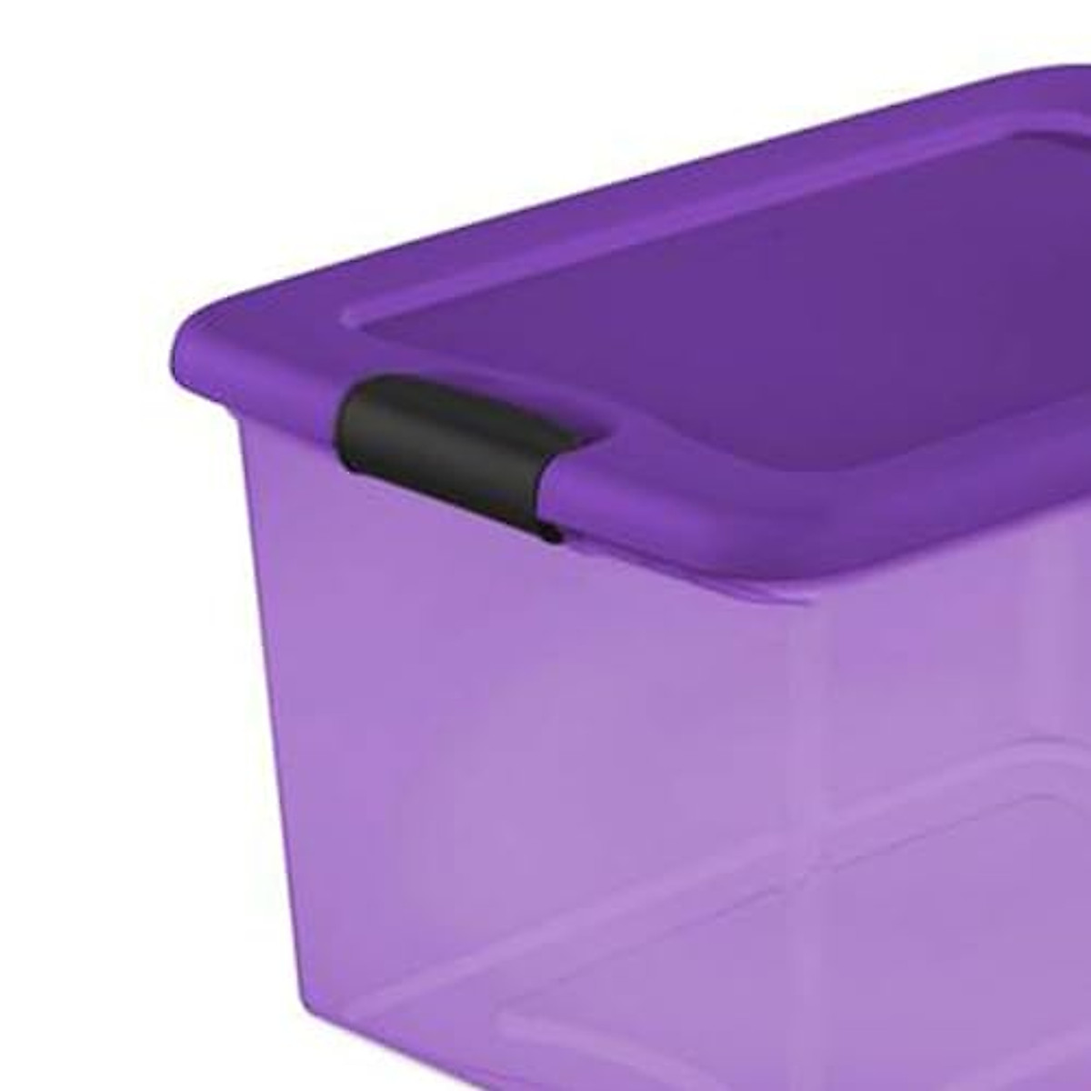Sterilite 64 Qt Latching Storage Box, Stackable Bin with Latch Lid, Plastic Container to Organize Halloween Decor, Purple Tint with Purple Lid, 6-Pack