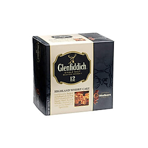Walker’s Highland Whiskey Cake – 14.1 oz Fruit Cake Infused with Glenfiddich Single-Malt Scotch Whisky - Luxury Holiday Treat and Dessert from Scotland