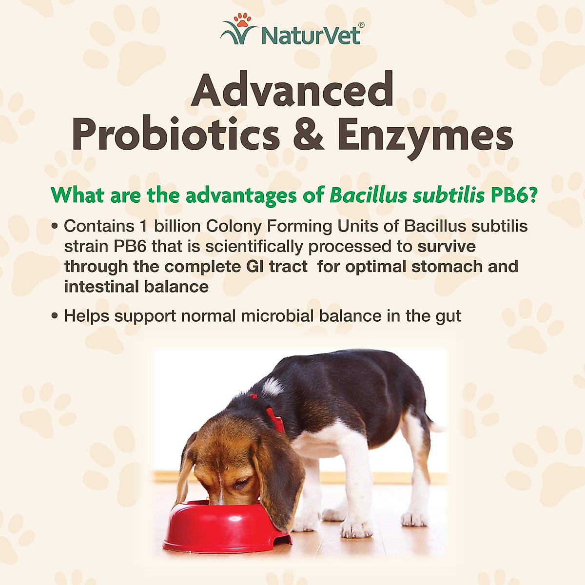NaturVet Advanced Probiotics and Enzymes Supplement Digestive Enzymes - Plus Probiotics & Prebiotics Soft Chews, 70 Count Made in The USA with Globally Source Ingredients 70 Soft Chews