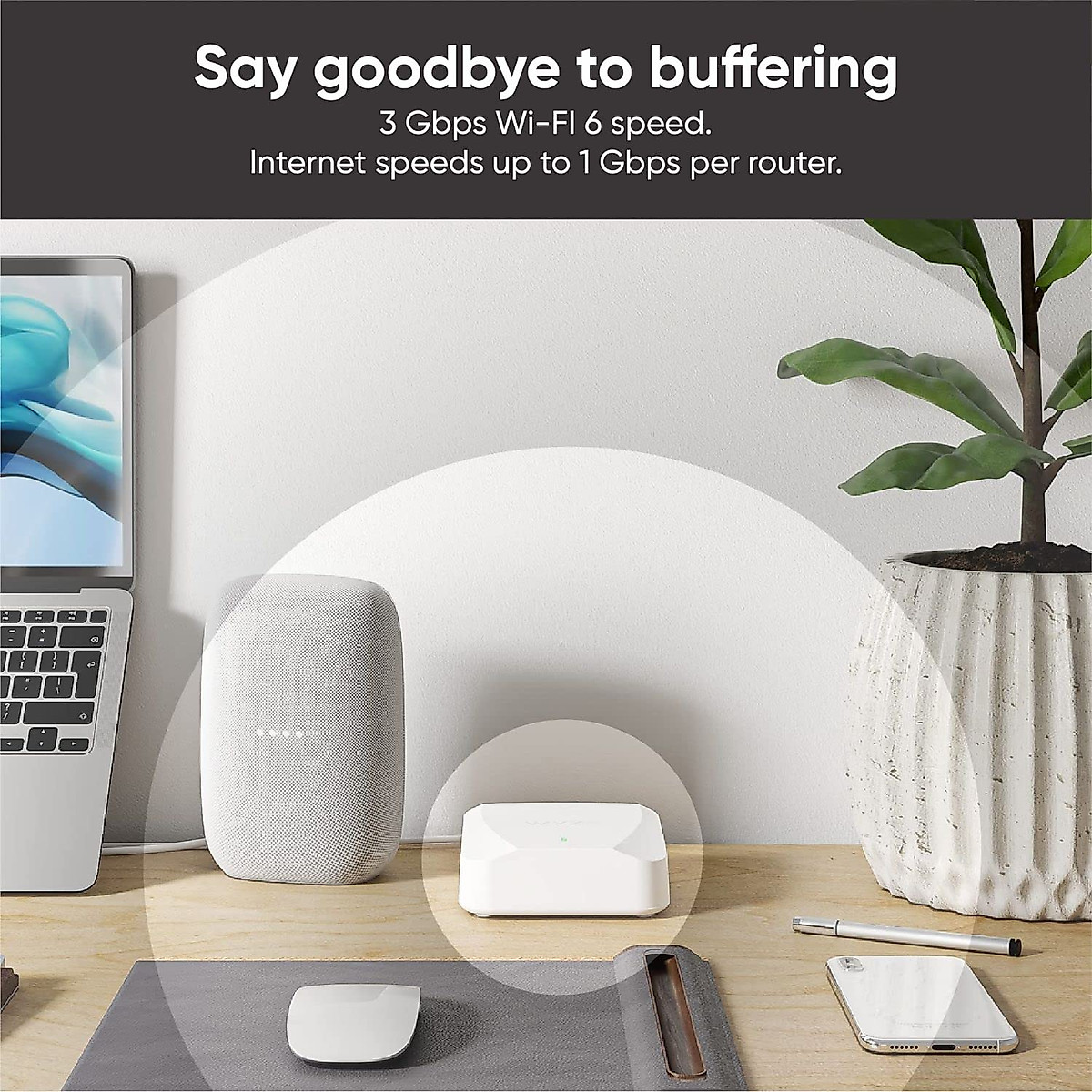 Wyze AX3000 Dual-Band Wi-Fi 6 Mesh Router System, Covers up to 1500 Sq. Ft, 50+ Devices, Replaces Router and Extender, Supports Wired Backhaul, 2X 1 Gbps Ports - 1 Pack