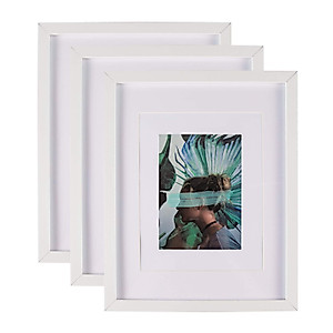elabo 11x14 White Picture Frame (3 Pack) - High Definition Plexiglass Display Pictures 5x7,8x10 with Mat or 11x14 without Mat - Vertical or Horizontal Wall Mounting