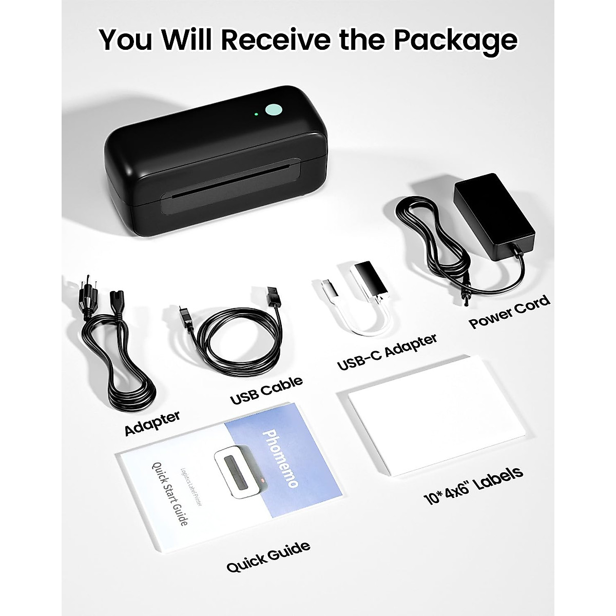 LabelCreate Shipping Label Printer, 4x6 Thermal Label Printer, Thermal Printer for Shipping Labels, USB Label Printer Compatible with Amazon Shopify Etsy Ebay FedEx USPS UPS (Black)