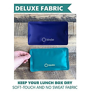 kinsho Ice Packs for Kids Lunch Box, Bag and Bento Boxes, 4 Pack Set, Reusable and Refreezable Soft Slim Pouches for Travel, School, Work or Camping, Long Lasting Cold, Flexible | Blue, Turquoise…