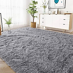 Vasofe Extra Soft Grey Fluffy Area Rugs 5x7 Shag Bedroom Rugs, Gray Large Fuzzy Rugs for Living Room, Plush Nursery Carpet for Kids, Teen, Shag Furry Throw Modern, Indoor Home Decor Floor Rug