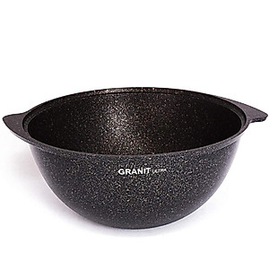 Books.And.More Aluminium Kazan Pot Kazan for Making Pilaf with Lid (non-stick coating) Wok with Lid (4.5 L) Cast-Iron Frying Pan with Glass Lid Cast Iron Asian Cauldron Camping Wok Cooking