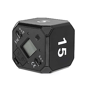 Hoshen Gravity Sensor Cube Timer, 5-15-25-45 Minutes Time Management Countdown Reminder, Kitchen Baking Reminder, Original Box (Without Battery)，Black