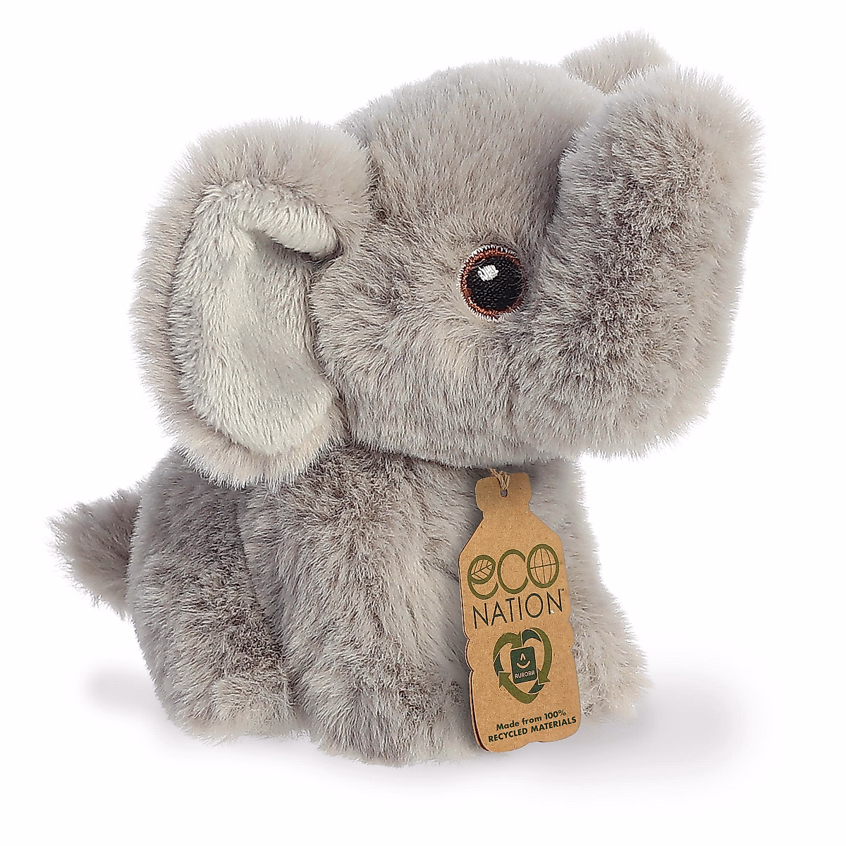 Aurora® Eco-Friendly Eco Nation™ Mini Elephant Stuffed Animal - Environmental Consciousness - Recycled Materials - Gray 5 Inches