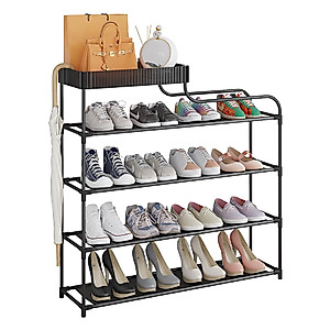 Sywhitta 4-Tier Free Standing Shoe Rack With Storage Boxes - High Capacity Organizer for Corridor, Living Room, Balcony, Bedroom