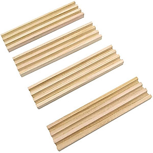 Yuanhe Domino Trays Holders Rack - Set of 4 Wooden Tiles Stand Holders Dimonos Boards for Mexican Train Rummy Chickenfoot