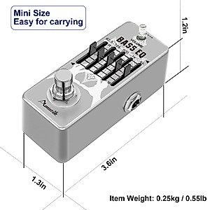 Amuzik Bass EQ Pedal 5 Band Equalizer Pedals For Bass Guitar With 5 Band Graphic Mini Size Full Metal Shell True Bypass, LEF-317B