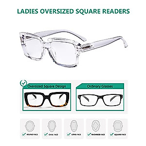 Eyekepper 4 Pack Ladies Reading Glasses - Stylish Oversized Square Readers for Women