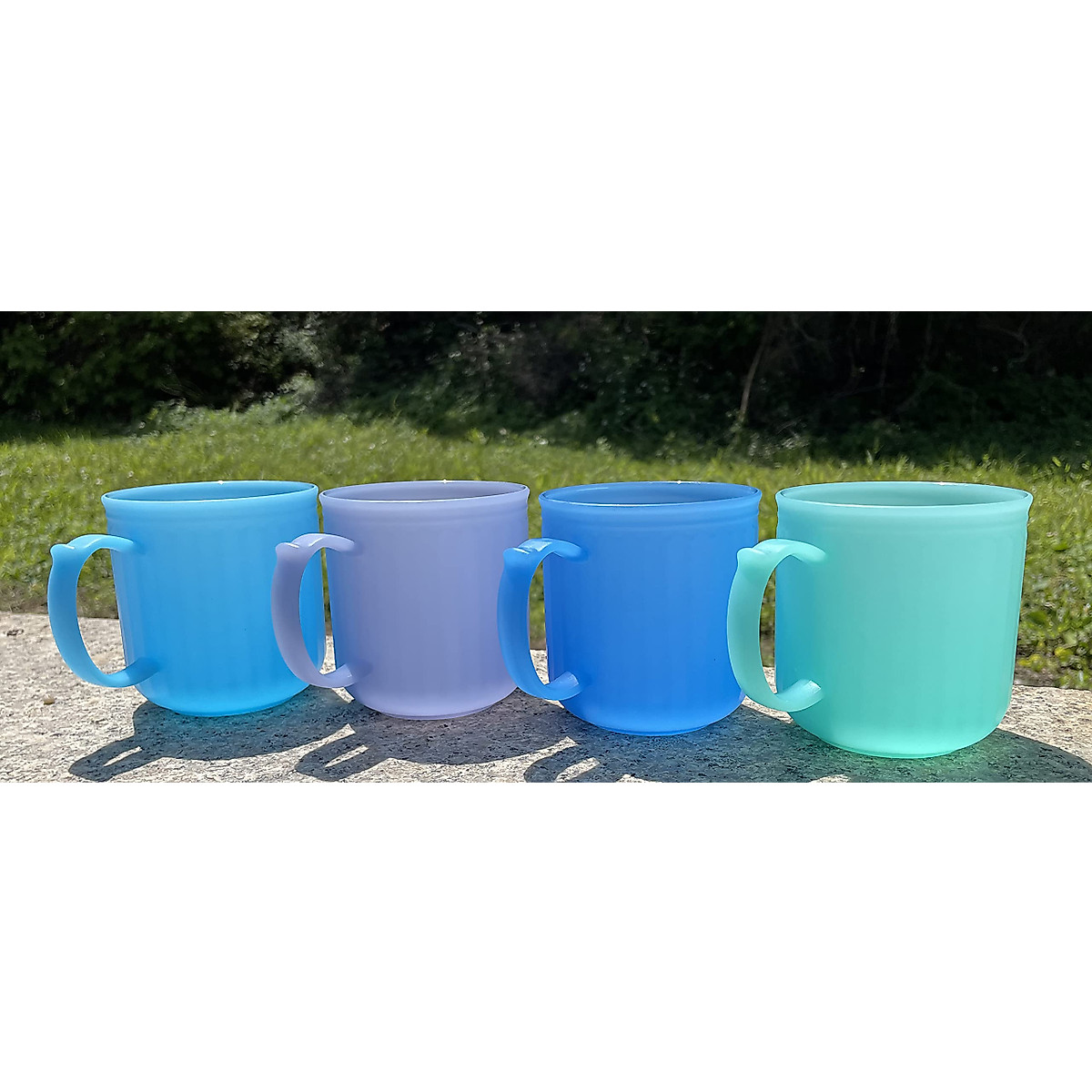 YUYUHUA Plastic Coffee Mug 4 set Microwave and Dishwasher Safe - BPA Free Reusable Cups 13 oz - Unbreakable Thick Wall Bulk Coffee Mugs for Kids Kitchen Home Outdoor Camper Nautical