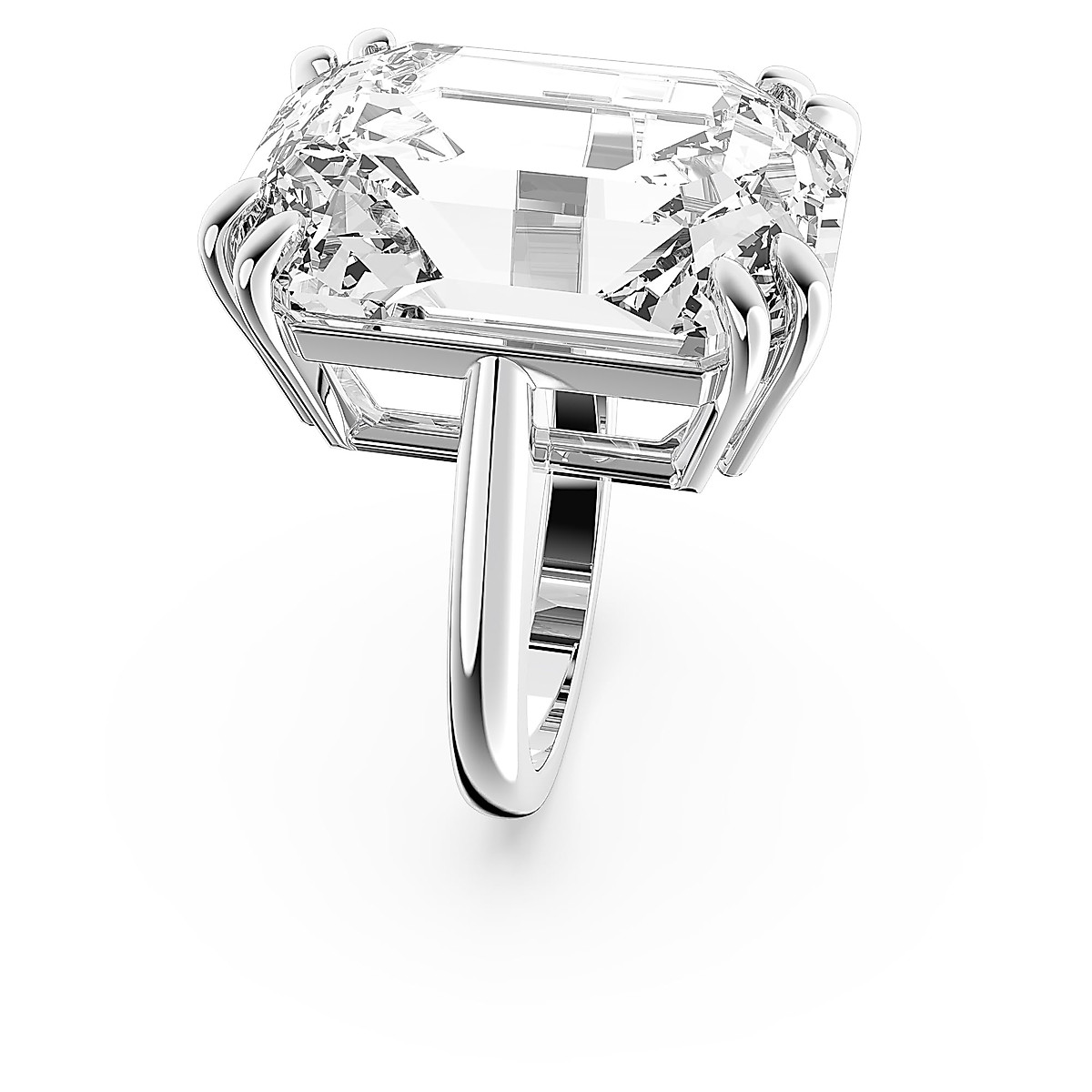 SWAROVSKI Mesmera Ring, Large Clear Crystal with a Rhodium Finish Setting, Size 8, Part of The Mesmera Collection