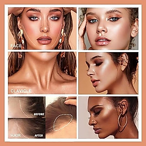 URQT Highly Pigmented Liquid Contour - Built-in Sponge Tip Sculpted Complexion Wand Contour Long Lasting Natural Buildable Highlighters Contour Contouring Bronzer (Contour+Blush+Highlighter)