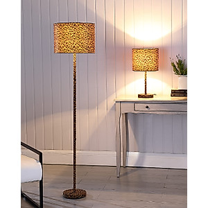 Ore International HBL2422 59" in Faux Suede Leopard Print Floor Lamp