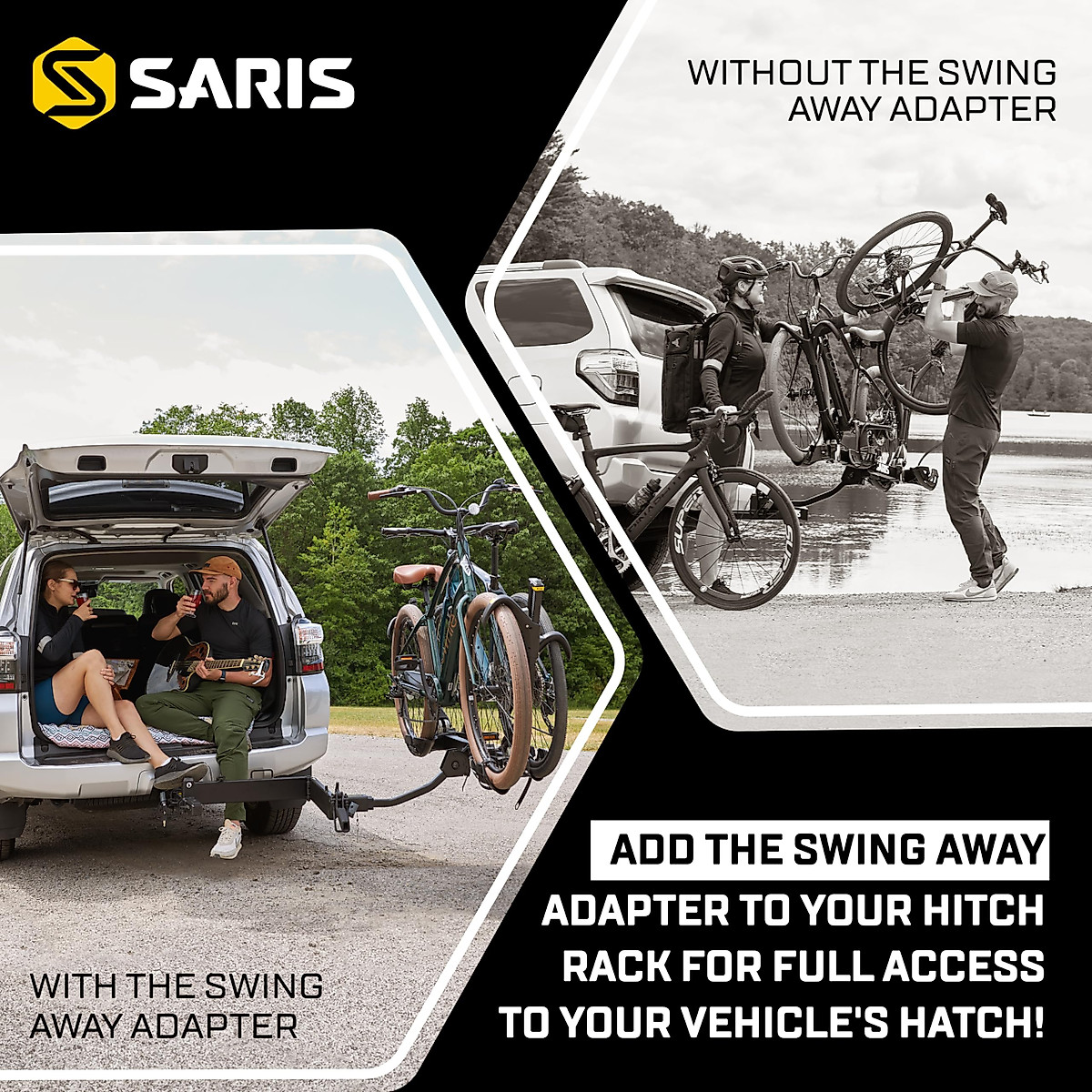 Swing Away Hitch Adapter by Saris | 2" Receiver, 250 lb Capacity | Easy Access & Foldable | Black Alloy Steel | Made in The USA