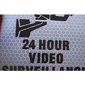5 Pieces 24 Hours Video Recording Surveillance No Trespassing Sign Sticker. Self Adhesive 5.9 X 4 Inch, It Is Made of Reflective Film,Printed With UV Ink,Waterproof and Sunscreen, Not Fade.