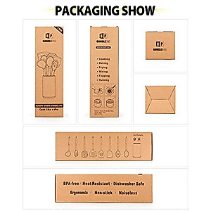 Silicone Cooking Utensil Set, 8Pcs Non-stick Cookware with Stainless Steel Handle, BPA Free Heat Resistant Kitchen Tools with Spatulas, Turners, Spoons, Skimmer and Pasta Fork