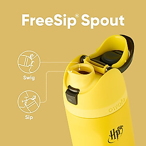 Owala Harry Potter FreeSip Insulated Stainless Steel Water Bottle with Straw, BPA-Free Sports Water Bottle, Great for Travel, 24 Oz, Hufflepuff