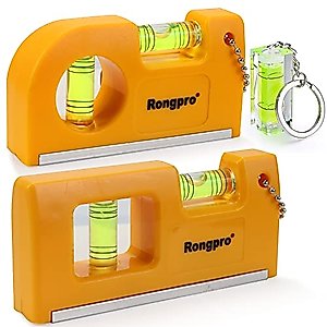 RONGPRO Magnetic Small Pocket Level Tool, Spirit Level Metal Keychain Hook Easy Carry and Storage, Premium Picture Hanging Tool with two Bubble - 2 pack