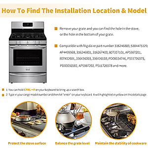 Allstare 5304475129 AP4499988 Grate Rubber Feet for Frigidaire Gas Stove Top Range Grate Foot Rubber Pads Frigidaire Stove Parts Rubber Grate Bumpers Stove Replacement Cooktop Grate Foot 4 Pack