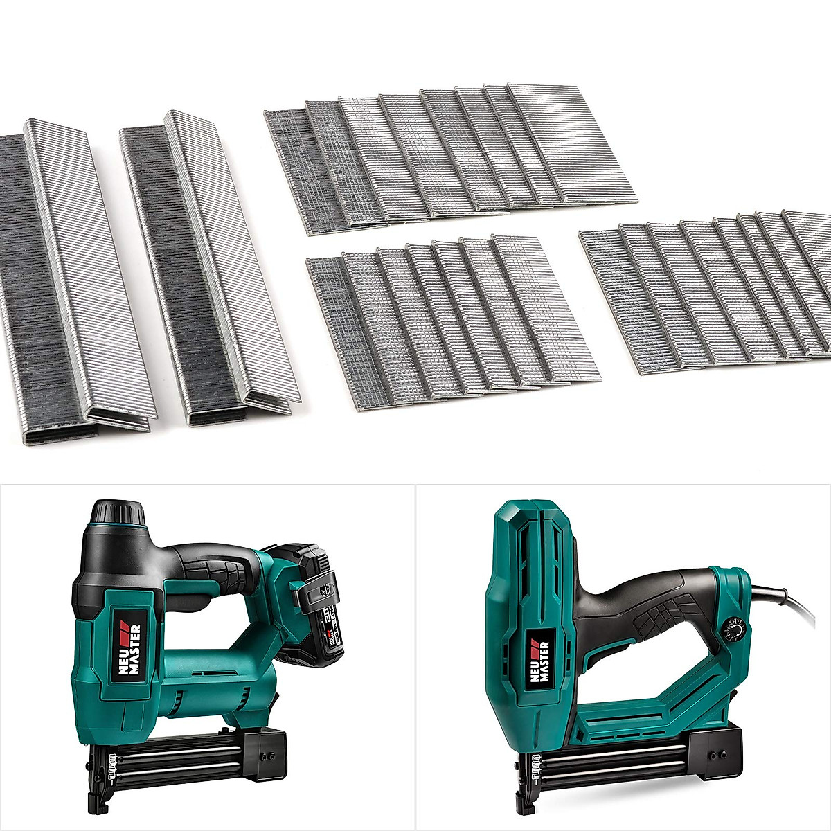 NEU MASTER Heavy Duty 1/4" Narrow Crown Staples and 18GA Brad Nails Combo Kit for NTC0040,NTC0023,NTC0110, 1600-Count