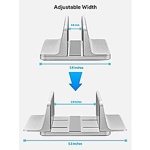 JARLINK Vertical Laptop Stand, Adjustable Laptop Holder Desktop Stand with Adjustable Dock Size (up to 17.3 inches) Compatible with All MacBook/Surface/Dell/Gaming Laptops (Silver)