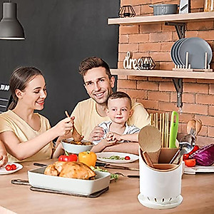 spolis Kitchen Utensil Holders Cutlery Drying Rack for Counter with Catch Pan and Drain Hole, Anti Tilting Kitchen Silverware Drainer Basket Sink Caddy for Forks, Knives, Spoons, Chopsticks-Apricot