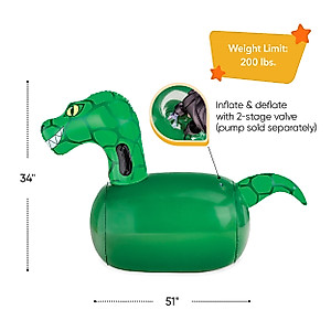 Hearthsong Hop N Go Inflatable Dino Riding Bouncy Hopping Toys for Kids Ages 5+ - Ride On Bouncer Animal Hopper Jumping Toys for Outdoor Games