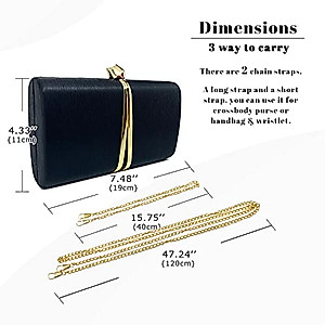 Aovtero Evening Bag Clutch Purses Women Wedding Party Bridal Handbag with Chain (Black)