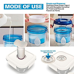 FUENTES STORE Greek Yogurt Set x 2 Pieces - Stainless Steel Greek Yogurt Maker and Reusable Food Storage Container, glass vacuum seal container (14.5x13x8 cm)