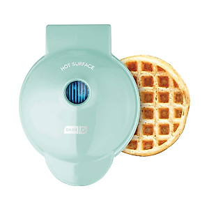 Dash Mini Maker Portable Grill Machine + Panini Press - Red & DMW001AQ Machine for Individual, Paninis, Hash Browns, & other Mini waffle maker, 4 inch, Aqua