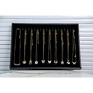 Stratalife Necklace Organzier Stackable Jewelry Organizer Drawer Jewelry Tray Velvet Jewelry Display for Selling Drawer Storage Gifts for Women (Necklace)