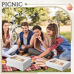 Lincia 30 Pcs White 19 x 14 x 4 Inches Cake Boxes Large Window Bakery Cake Box Rectangle Cardboard Sheet Cake Box Bakery Take out Containers for Pastries Muffins Pies Chocolate Covered Strawberries