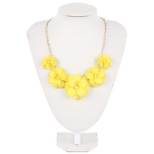 Bocar Flower Collar Necklace, Floral Flower Summer Beach Statement Choker Necklaces for Women Handmade Women Jewelry Party Gift (NK-10241-yellow)