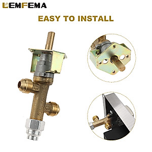Lemfema Low Pressure LPG Propane Gas Fireplace Fire Pit Flame Failure Safety Control Valve with Thermocouple Knob Switch Kit with 5/8”-18UNF(3/8" Flare Inlet & Outlet) for Propane Fire Pit, Fireplace