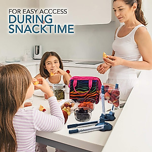 Exultimate Adjustable Baggy Clip Freezer Bag Holder Stand, Sandwich Bag Holder for Easy Meals Prep, Food Bag Holder Clip to Secure Foods and Liquids while Prepping with Non Slip Base, Blue