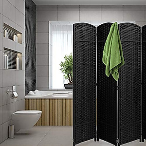 Sorbus Room Divider Privacy Screen, 6 ft. Tall Extra Wide Foldable Panel Partition Wall Divider, Double Hinged Room Dividers and Folding Privacy Screens (Black)