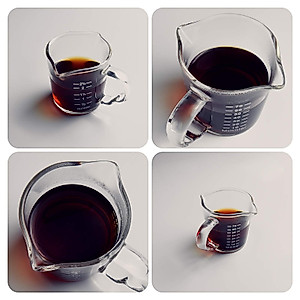 Beautyflier 3 Ounce Espresso Shot Glass Triple Pitcher Barista Double Spouts, Espresso Wine Glass Parts Clear Glass(Wide)