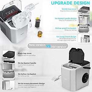 magicplux Ice Maker, Self-Cleaning Ice Makers Countertop, 9 Cubes in 6 Mins, 26.5 lbs Ice per Day, Ice Machine with Basket and Scoop for Home/Kitchen/Office/Party