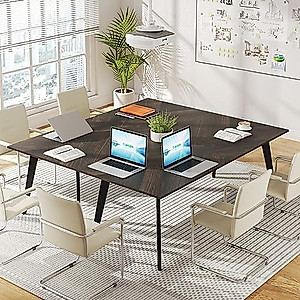 Tribesigns 6FT Conference Table, 70.2”W X 30.9”D Rectangular Meeting Room Table Seminar Table, Large Computer Desk for Home Office (Brown)