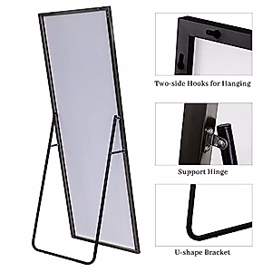 KIAYACI Full Length Mirror Oversized Floor Mirror with Stand Bedroom Dressing Mirror Full Body Wall Mirror (Black, 71" x 24")
