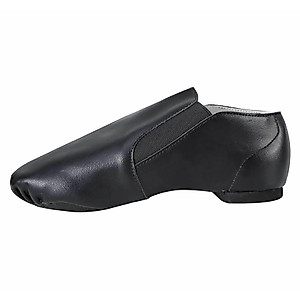 Dynadans Unisex PU Leather Upper Slip-on Jazz Shoe with Elastics for Women and Men's Dance Shoes-Black-8M